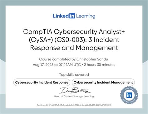 christopher sandu on linkedin certificate of completion