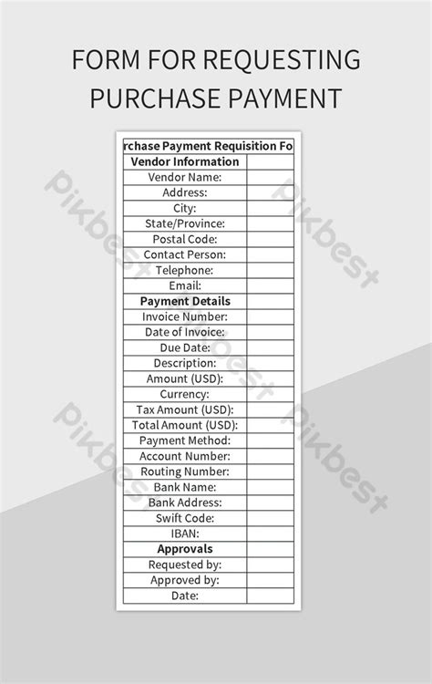 نموذج طلب دفع شراء Excel قالب Xls أو Xlsx تحميل مجاني Pikbest