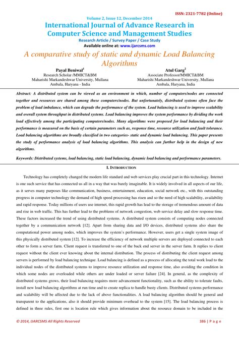 Pdf A Comparative Study Of Static And Dynamic Load Balancing Algorithms
