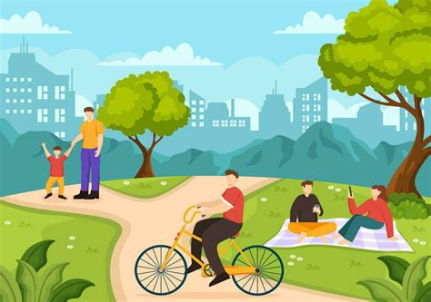 Outdoor Activity Vector Illustration With Relaxing On A Picnic Leisure