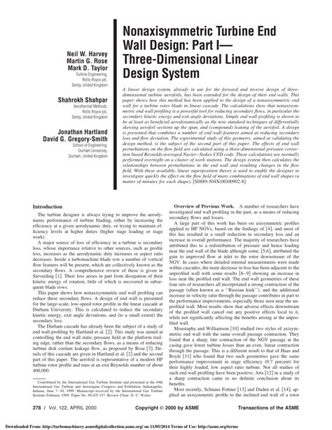 Pdf Non Axisymmetric Turbine End Wall Design Part I — Three Dimensional Linear Design System