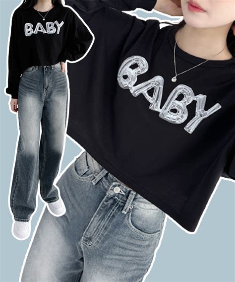 지금 딱🖤귀여운 루즈핏 크롭티 크롭 긴팔티 오버핏 간절기 긴팔 티셔츠 2color 에이블리