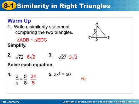 right triangle similarity ppt