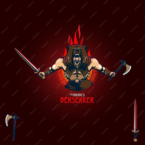 Vector De Símbolo De Cabeza De Berserker De Vikingo Vector Premium