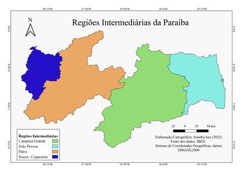 Mapa Das RegiÕes IntermediÁrias ParaÍba Spatialnode