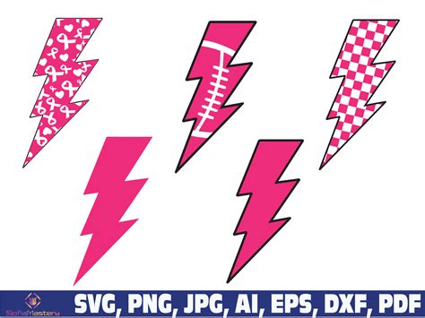 Breast Cancer Pink Lightning Bolt Svg Graphic By Sofiamastery