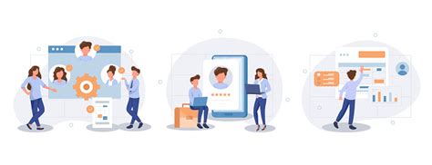 캐릭터는 신입 사원을 고용하고 인적 자원을 계획하고 생산성과 업무의 질을 높이기 위해 일정을 계획합니다 비즈니스 일러스트 세트입니다 인력 관리 개념입니다 벡터 그림 개념에