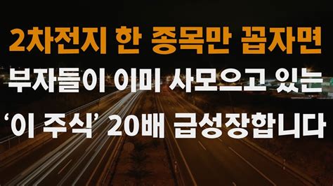 주식 2차전지 한 종목만 꼽자면 부자들이 이미 사모으고 있는 이 주식 20배 급성장합니다 2차전지관련주 2차전지주식전망 엘앤에프 에코프로비엠 주식전망 포스코