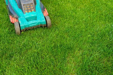Premium Photo Lawn Mower On Grass Closeup View Lawn Care Concept