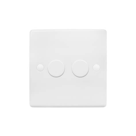 Led Dimmer Switch Led Trailing Edge Switch 100w 2 Gang 2 Way White Mr
