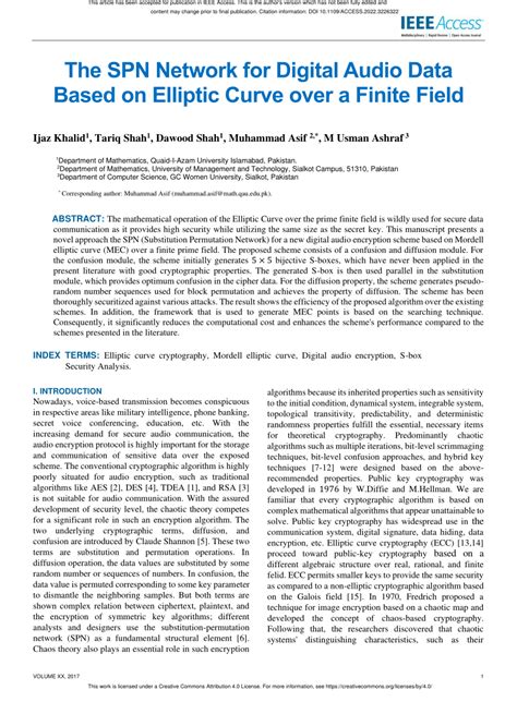 Pdf The Spn Network For Digital Audio Data Based On Elliptic Curve Over A Finite Field