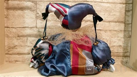 Коллекционная кукла "Арлекин" с фарфоровым лицом - «VIOLITY»