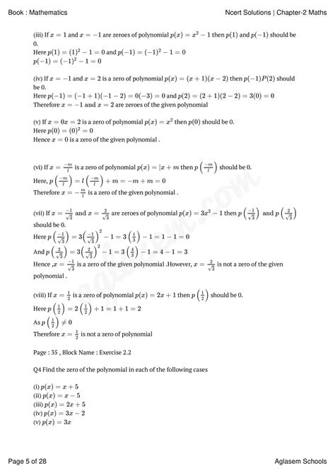 Ncert Solutions 2025 Class 9 Maths Chapter 2 Polynomials Question Answer Pdf Aglasem