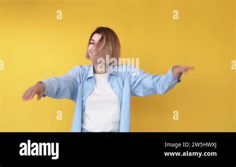 Dab Gesture Winner Triumph Girl Fun Dance  Loop Stock Video Footage