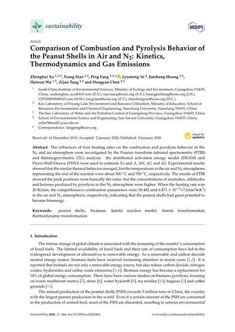 Pdf Comparison Of Combustion And Pyrolysis Behavior Of The Peanut