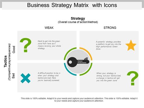 Business Strategy Matrix With Icons Ppt Powerpoint Presentation Gallery Infographic Template Pdf