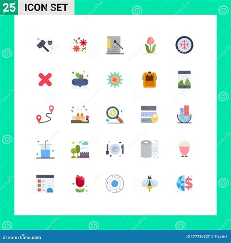 Set Of 25 Vector Flat Colors On Grid For Nature Floral Wedding Flora Development Stock