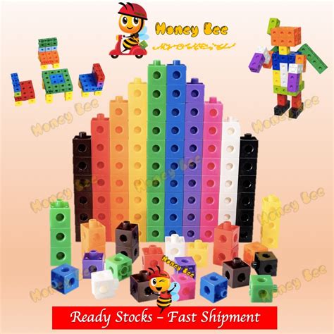 100pcs Linking Cubes Counting Toys Stem Cube Building Block Color Sorting Toy Mainan Math Link