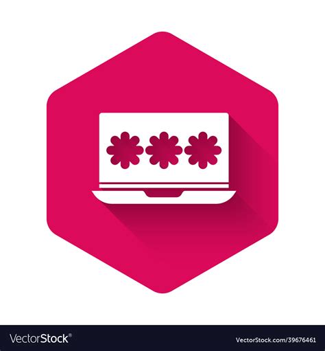 White Laptop With Password Notification Icon Vector Image