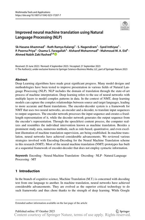 Improved Neural Machine Translation Using Natural Language Processing