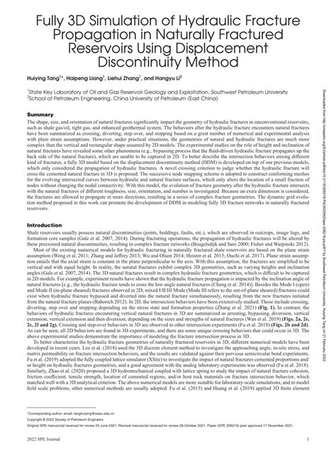 PDF Fully D Simulation Of Hydraulic Fracture Propagation In Naturally Fractured Reservoirs