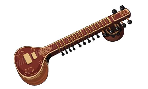 Vector Illustration Traditional Musical Instrument Veena Stock Vector