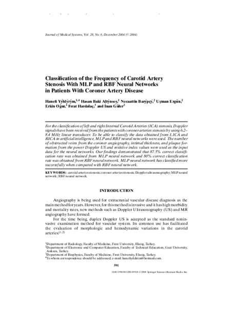 Pdf Classification Of The Frequency Of Carotid Artery Stenosis With