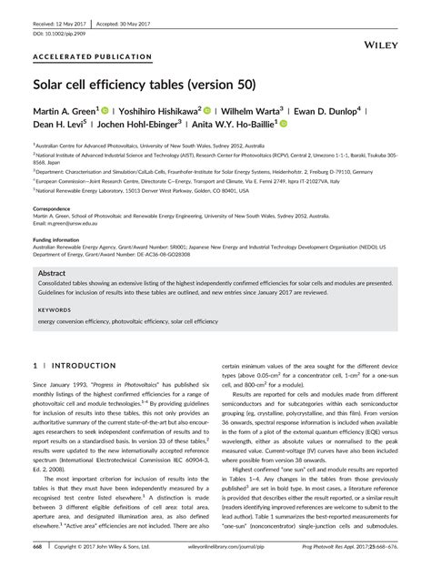 green et al 2017 progress in photovoltaics research and applications