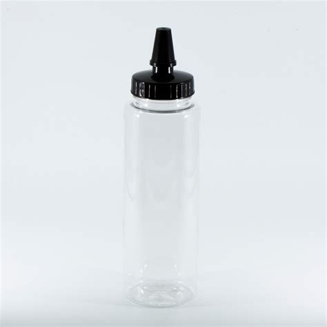 250ml 8oz Clear Pet Sauce Bottle With Yorker Black Spout Cap And Tip