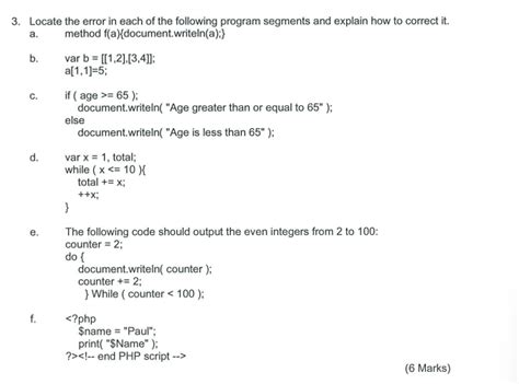 Solved 3 Locate The Error In Each Of The Following Program