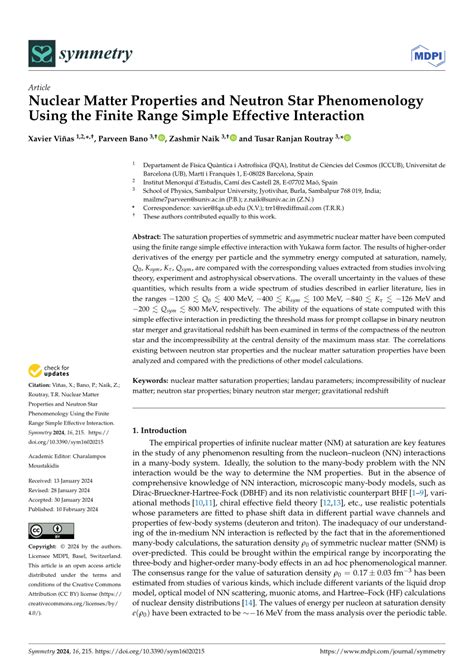 Pdf Nuclear Matter Properties And Neutron Star Phenomenology Using The Finite Range Simple