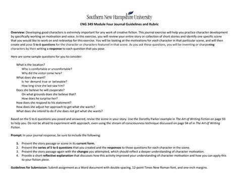 Eng 349 Module Four Journal Guidelines And Rubric 1 Eng 349 Module