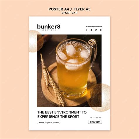 맥주와 스포츠 바 세로 포스터 템플릿 무료 Psd 파일