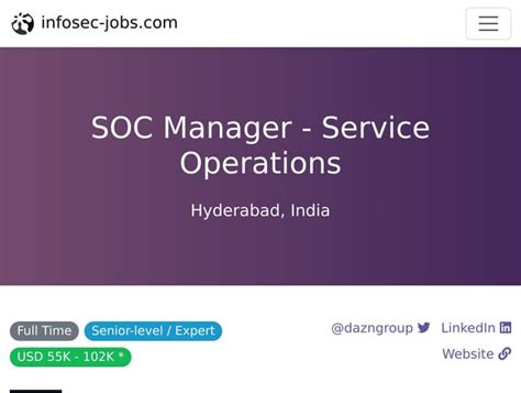 Hiring Soc Manager Service Operations In Hyderabad India R