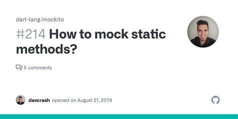 How To Mock Static Methods Issue Dart Lang Mockito GitHub
