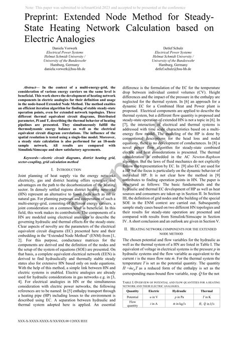 Pdf Preprint Extended Node Method For Steady State Heating Network