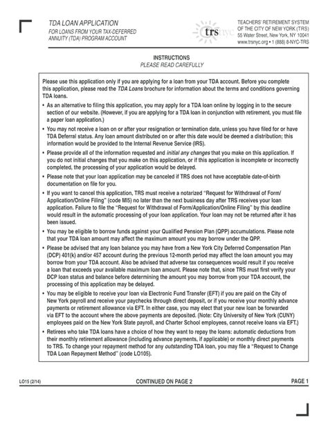 Nyc Trs Tda Loan Application 2014 2025 Form Fill Out And Sign Printable Pdf Template