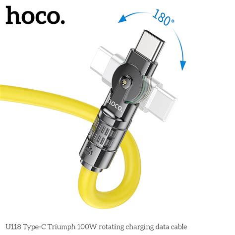Hoco U118 สายชาร์จ หัวหมุนได้ 180 องศา Type C 100w Pd 27w Ios 2 4a สายหนาพิเศษ 5 8mm ชาร์จ