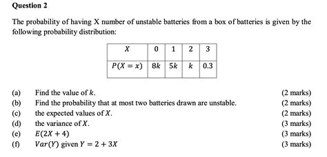 Solved Question 2 The Probability Of Having X Number Of Chegg Com