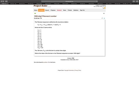 Solving Project Euler Problem 25 Ive Been Busy Into Math Problems
