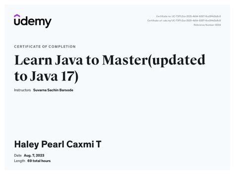 Haley Pearl Caxmi T On Linkedin Java17 Certification Udemy Continuouslearning