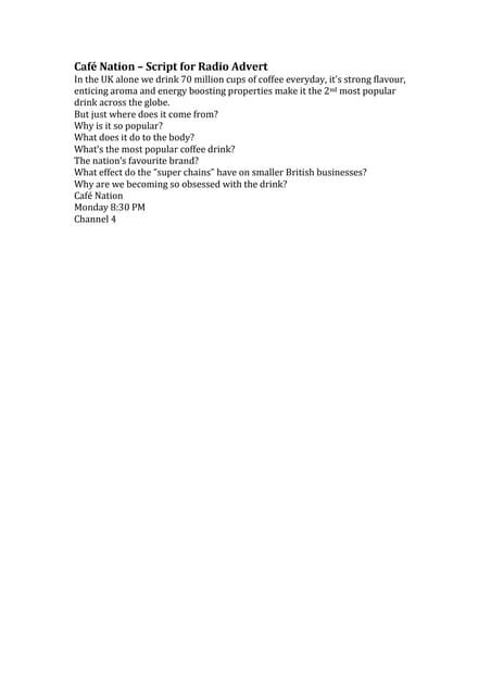 Radio Advertisement Script Radio Advertisement Script