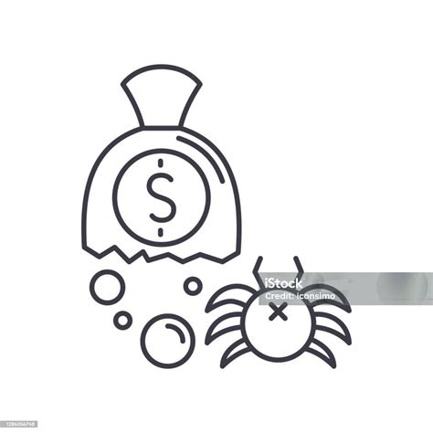 도난 돈 아이콘 선형 절연 일러스트레이션 얇은 선 벡터 웹 디자인 기호 흰색 배경에 편집 가능한 스트로크와 개요 개념 기호 0명에 대한 스톡 벡터 아트 및 기타 이미지