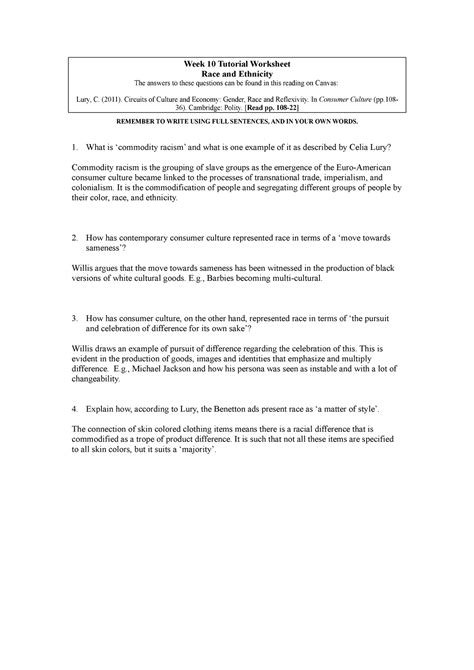 comms 104 worksheet for week 10 tutorial week 10 tutorial worksheet