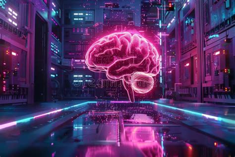 digital brain concept with neural network visualization generative ai