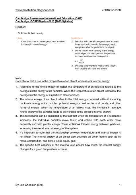 Pro A Malaysia Caie Igcse Physics 2 2 2 Specific Heat Capacity