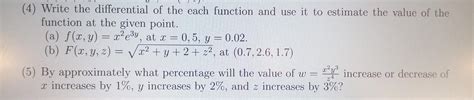 Solved 4 Write The Differential Of The Each Function And