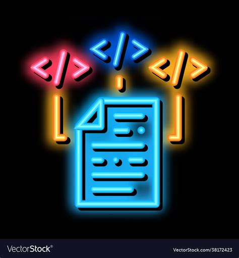 Programming Code File Neon Glow Icon Royalty Free Vector