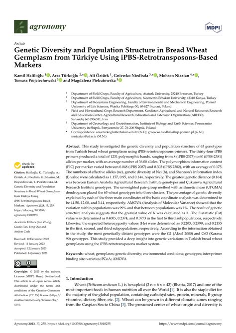 Pdf Genetic Diversity And Population Structure In Bread Wheat