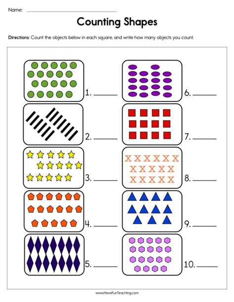 Counting Shapes Worksheet Have Fun Teaching